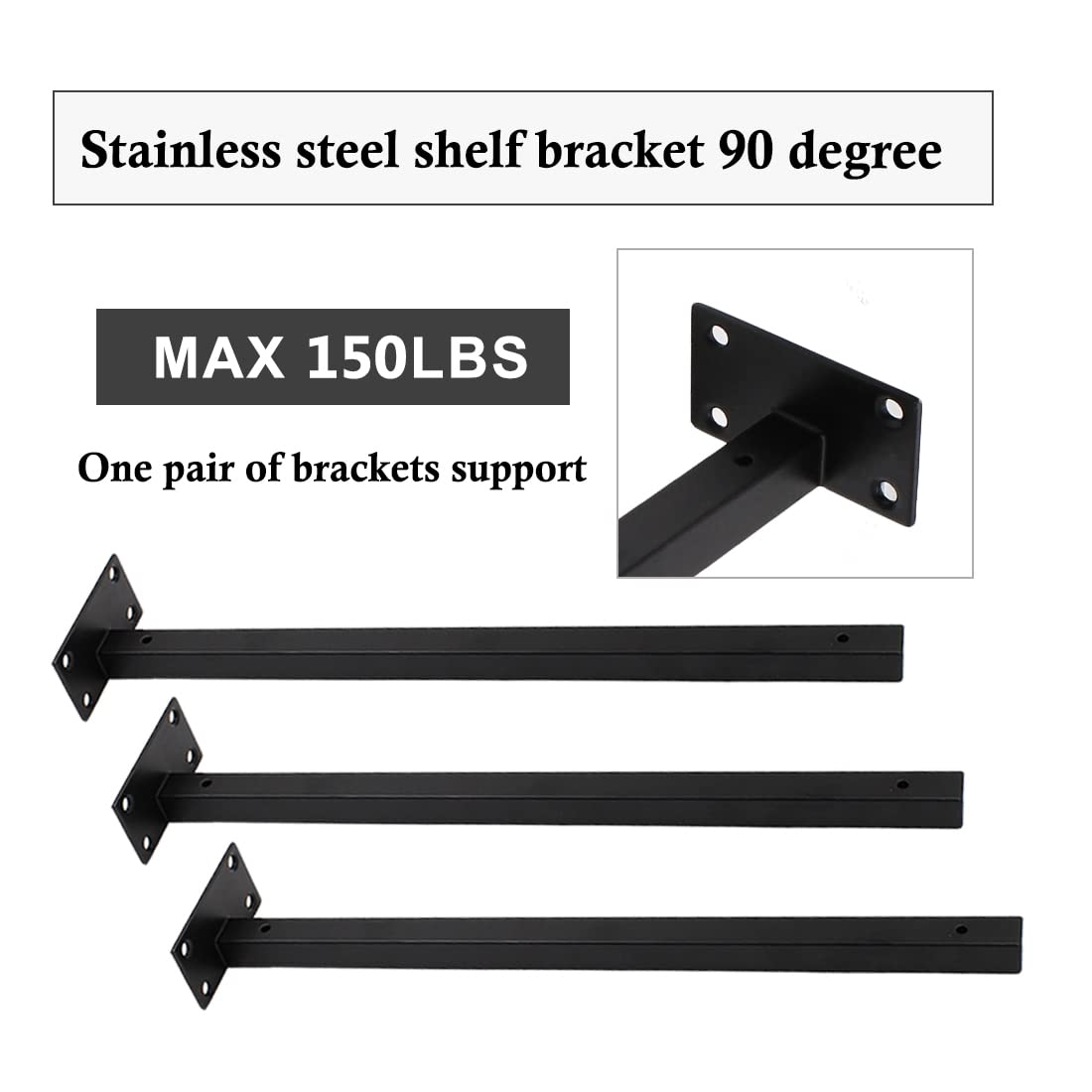 Snapklik.com : Luomorgo 4 Pcs 16" Floating Shelf Bracket Stainless ...
