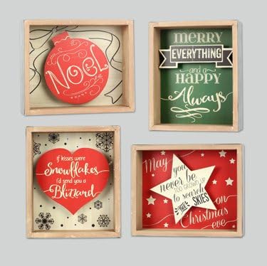 Amazon.com: Assorted Wood Christmas Shadowbox Signs - Set of 4 : Home ...
