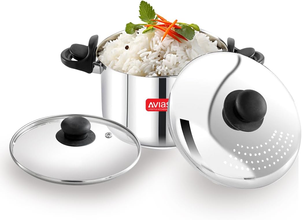 Vinod Stainless Steel Pasta, Rice Pot with Strainer lid - 4 Litre, SAS ...