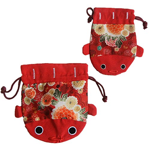 Daiso Pouch goldfish Japanese Pattern (kingyo Kinchaku) Bag 2 Piece Set ...