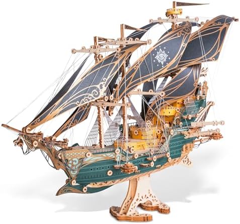 Amazon.com: FUNPOLA 3D Wooden Puzzle Pirate Ship Model - Sailing Ship ...