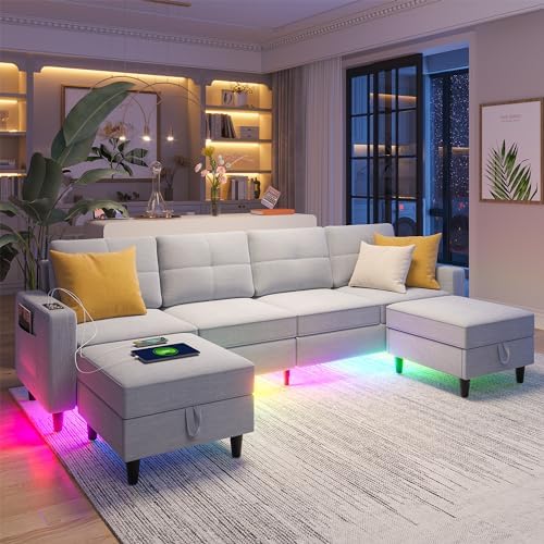 Amazon.com: SKKTKT LED Sectional Couches for Living Room, Modular ...