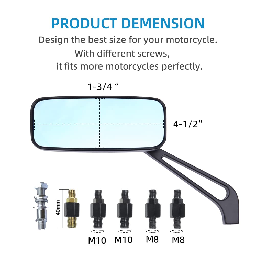 Snapklik.com : DREAMIZER 8mm/10mm Black Motorcycle Universal Rectangle ...