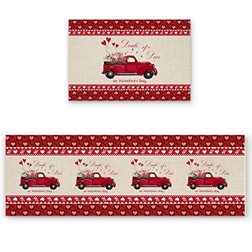 Briskdecor Valentine's Day Kitchen Rugs and Mats 2 PCS Set, Absorbent ...