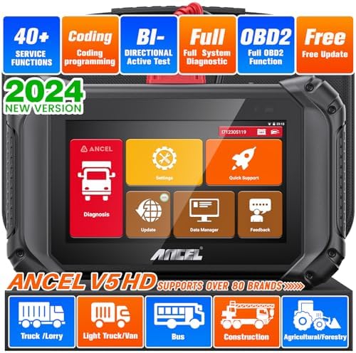ANCEL V5 HD Heavy Duty Truck Scanner,2025 Elite Bidirectional Diesel ...