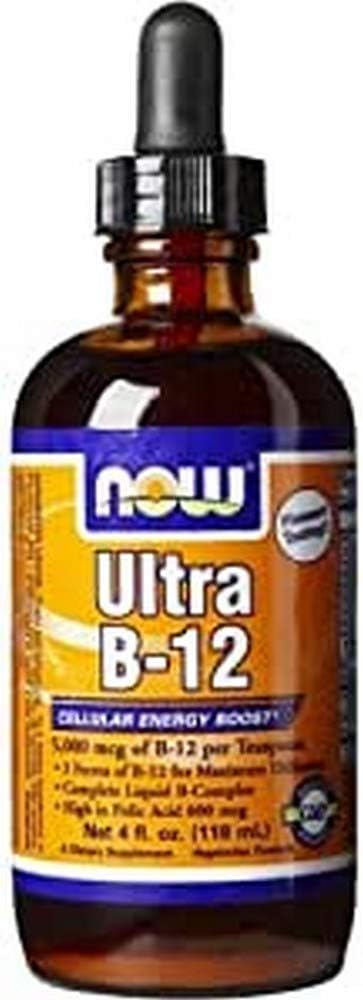 Amazon.com: NOW Supplements, Ultra B-12, Liquid, 800 mcg Folic Acid ...