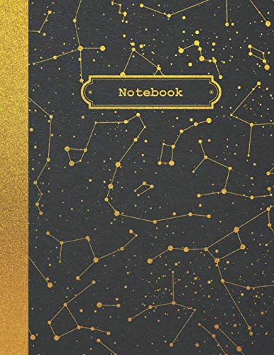 Notebook: Gold Stars Galaxy Notebook, College Ruled with Lined Pages ...