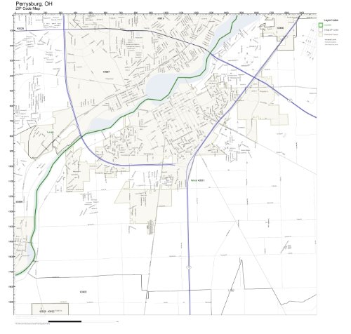 Amazon.com : ZIP Code Wall Map of Perrysburg, OH ZIP Code Map Laminated ...