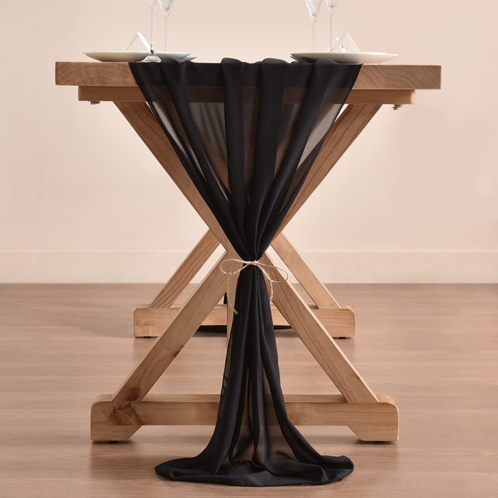 Snapklik.com : Black Chiffon Table Runner Easter Spring Boho Rustic ...