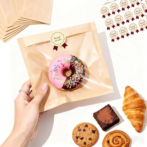 Amazon.com: Cookie Bags with Window for Bakery, 100 Pack 7.1x7.5" Heat ...