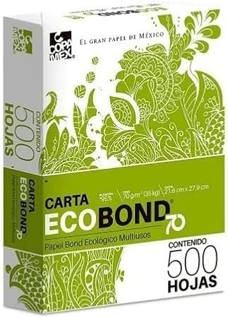 Papel Blanco Bond Carta Paquete Con 500 Hojas Ecobond 95% de Blancura ...
