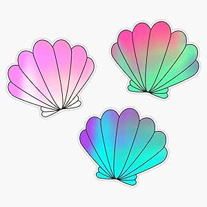 Amazon.com: Holographic Mermaid Shells Set Sticker Vinyl Waterproof ...