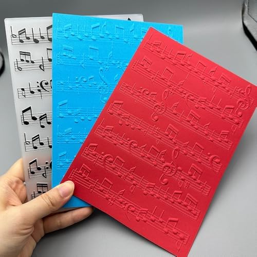 Amazon.com: 3D Plastic Embossing Folder Template Music Note Texture 5x7 ...