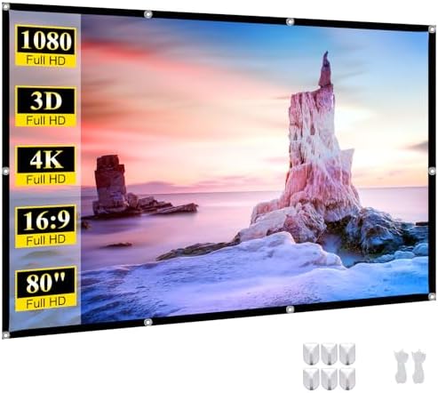 Amazon.com: Indoor Projector Screen 80 inch Movie: Foldable Projection ...