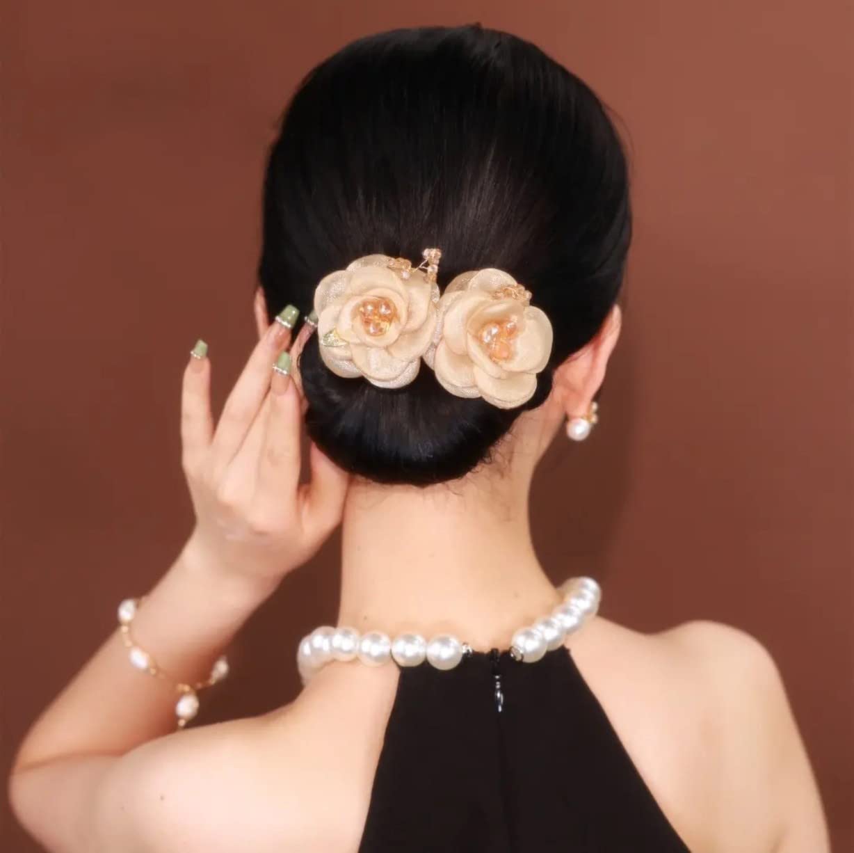 Amazon.com: Elegant Satin Rose Hair Claw and Butterfly Hair Accessories ...