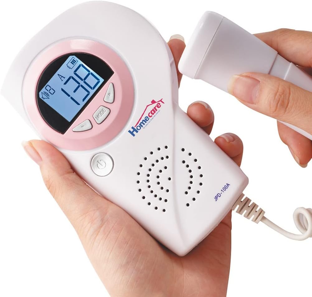 HOMECARE, Doppler fetal portátil, Pantalla LCD blanca, 3.0 Mhz, Batería ...