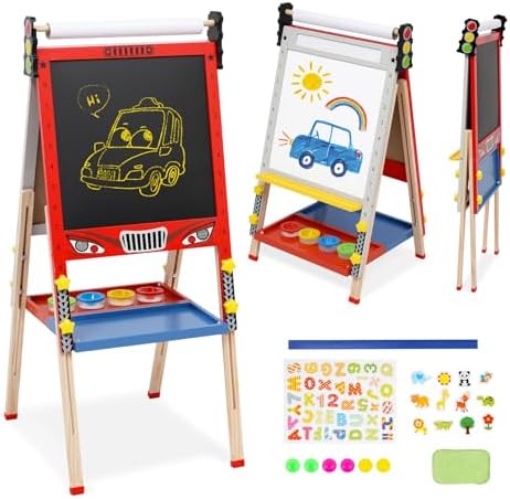 3 in 1 Kinder Staffelei mit Papierrolle, Faltbare Doppelseitiges ...