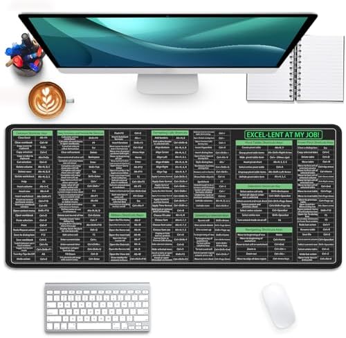 Excel Cheat Sheet Desk Pad Extended Large Excel Mouse Pad Shortcuts Mousepad For