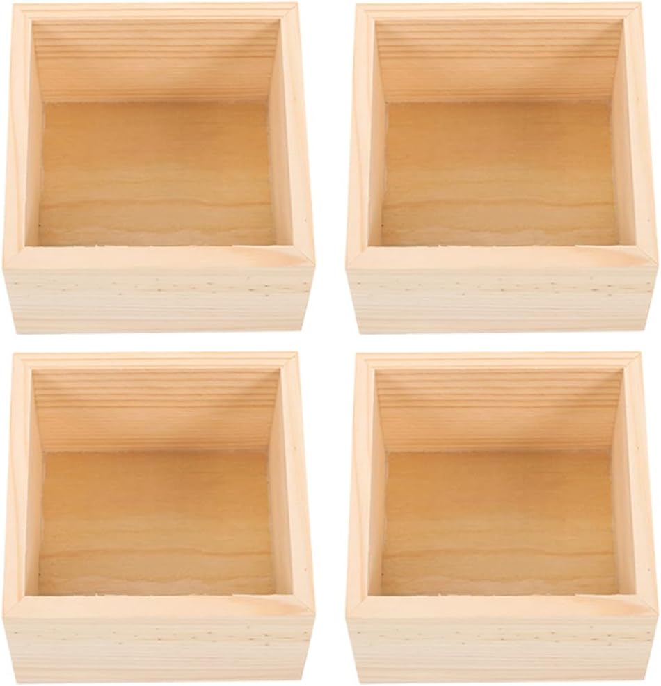 AOKWAWALIY 4pcs Wooden Box Crafts Mini Storage Box Without Lid ...