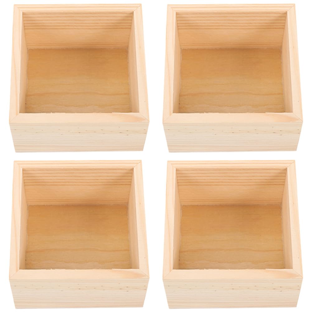 Amazon.com: Yardwe 4Pcs Wooden Box, Unfinished Small Square Wooden Box ...