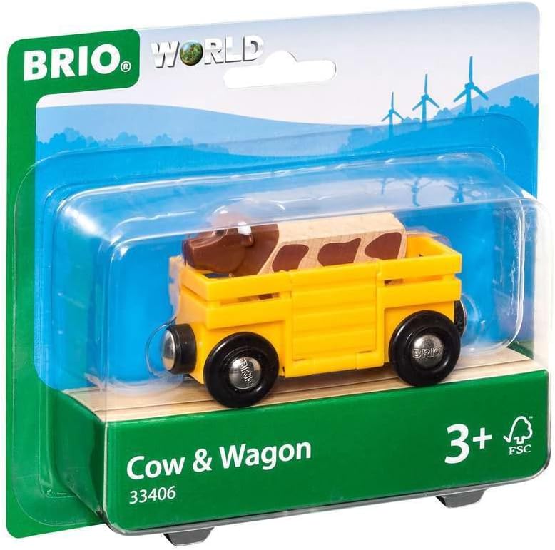 BRIO World Farm Cow & Wagon Train for Kids Age 3 Years Up - Compatible ...
