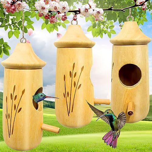 Amazon.com: Hummingbird House for Outside Hanging, 6.3 * 2.4IN Wooden ...