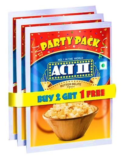 Act II Instant Popcorn Party Pack, Butter Delite, 3x150g (B2G1 ...