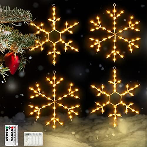 Amazon.com: 2 Pack Christmas Window Snowflake Lights Decorations ...