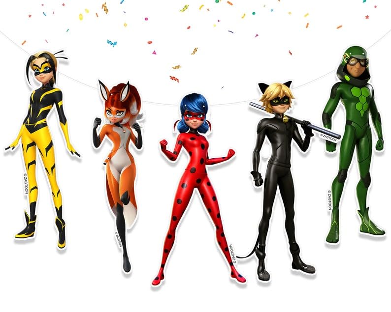 Amazon.com: Miraculous Ladybug Banner for Birthday Decorations. Cartoon ...