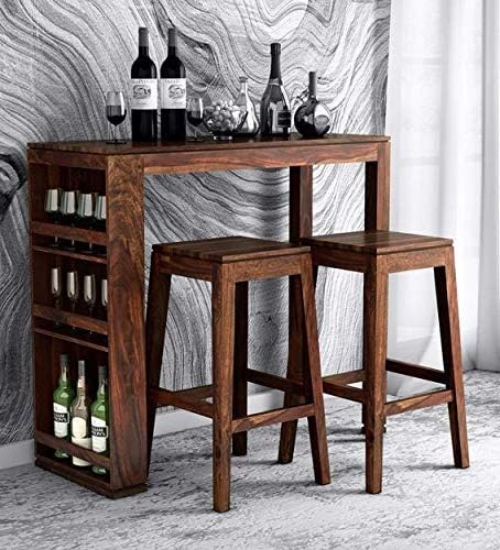 Furnisquare Solid Sheesham Wood Long 2 Seater Bar Table Sets | Wooden ...