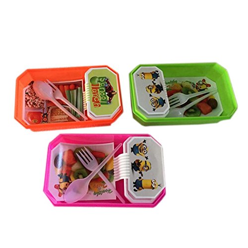 Shiv Shakti Plastic Lunch Box for Kids, Medium, Multi-Colour (Pack of 3 ...