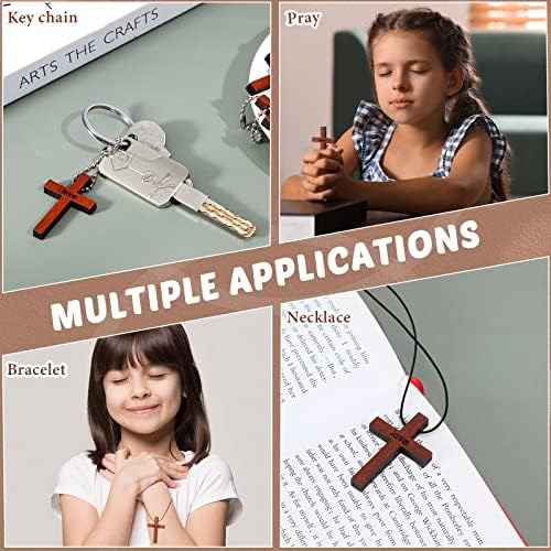 Amazon.com: 100 Pcs 4 Styles Natural Mini Wooden Cross Charms for ...