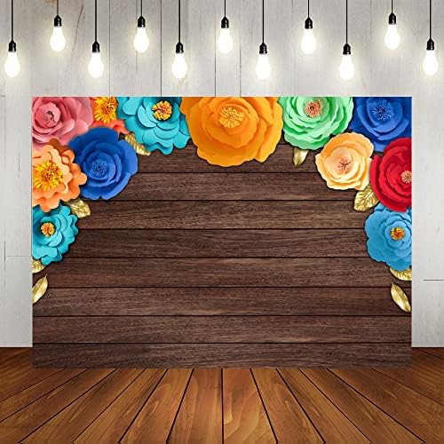 Amazon.com : Lofaris Mexican Fiesta Backdrop Colorful Paper Flowers ...