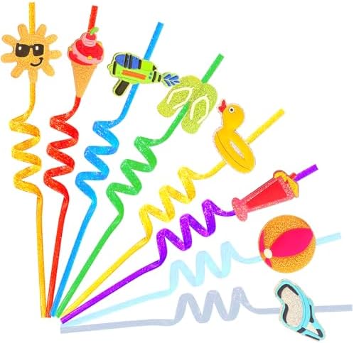 Amazon.com: Summer Reusable Drinking Straws 24 Packs Pool Party ...