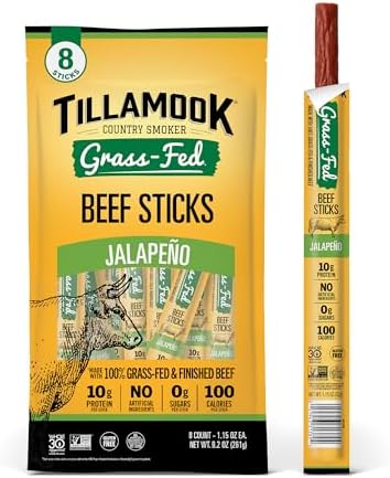 Amazon.com: Tillamook Country Smoker 100% Grass Fed Beef Sticks, Zero ...