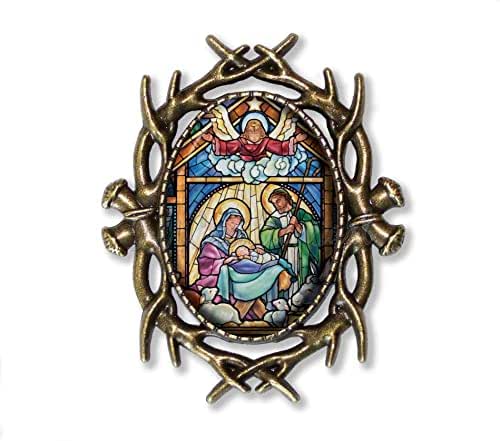 Amazon.com: Lovely Faux Stainless Glass Image Motif Nativity Religious ...