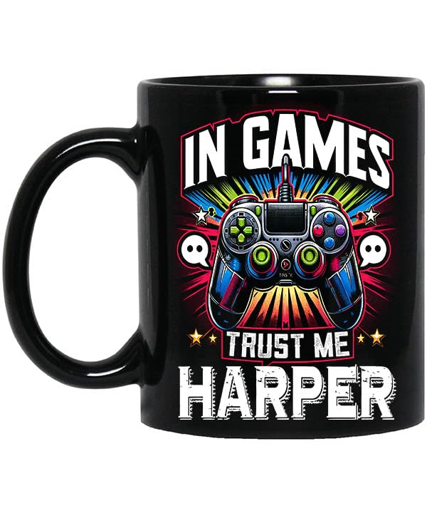 Amazon.com: Gifts Birthday Game Custom Name Harper 11oz Black ...