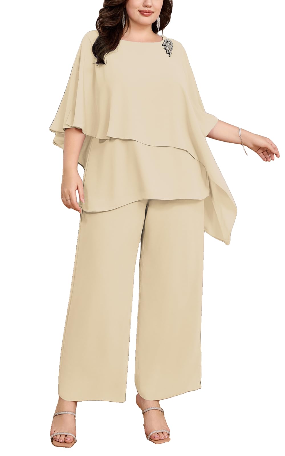 Amazon.com: Hanna Nikole Plus Size Mother of Bride Pant Suits 2 Piece ...