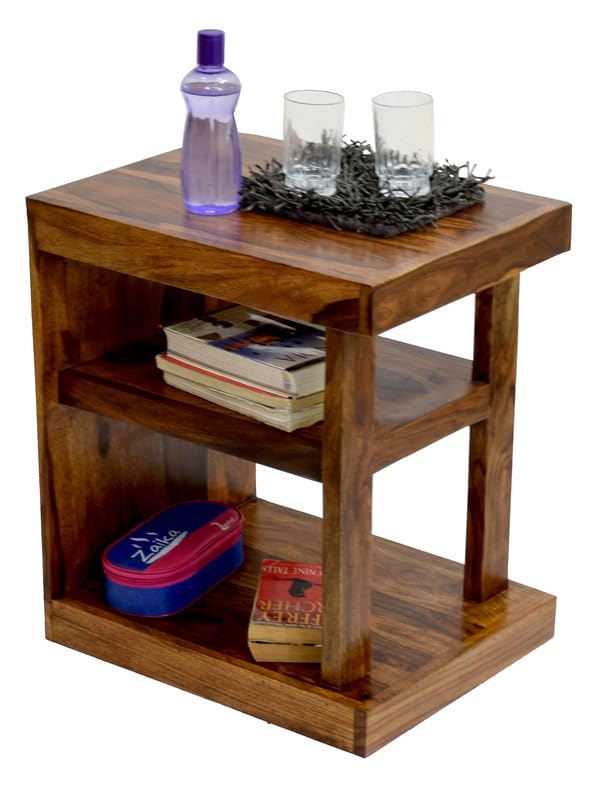 Timber Taste Sheesham Wood Bed Side Table for Bedroom and Living Room ...