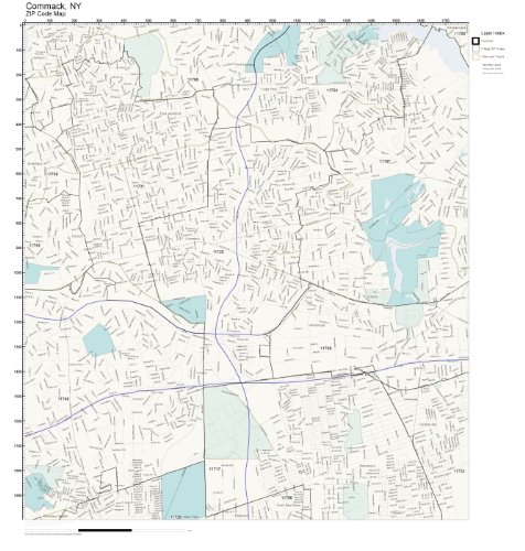 Amazon.com : ZIP Code Wall Map of Commack, NY ZIP Code Map Not ...