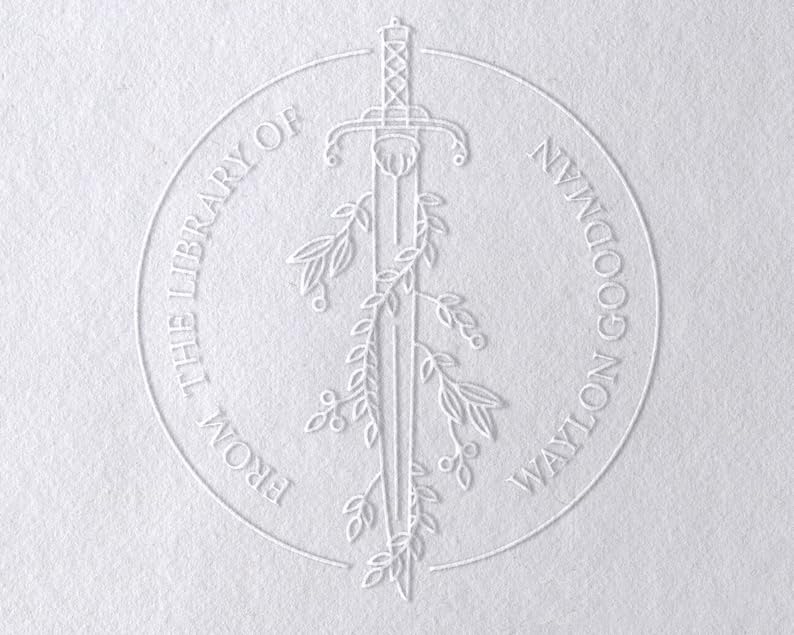 Amazon.com: Library of Stamp or Embosser, Fantasy Novel, Swords ...