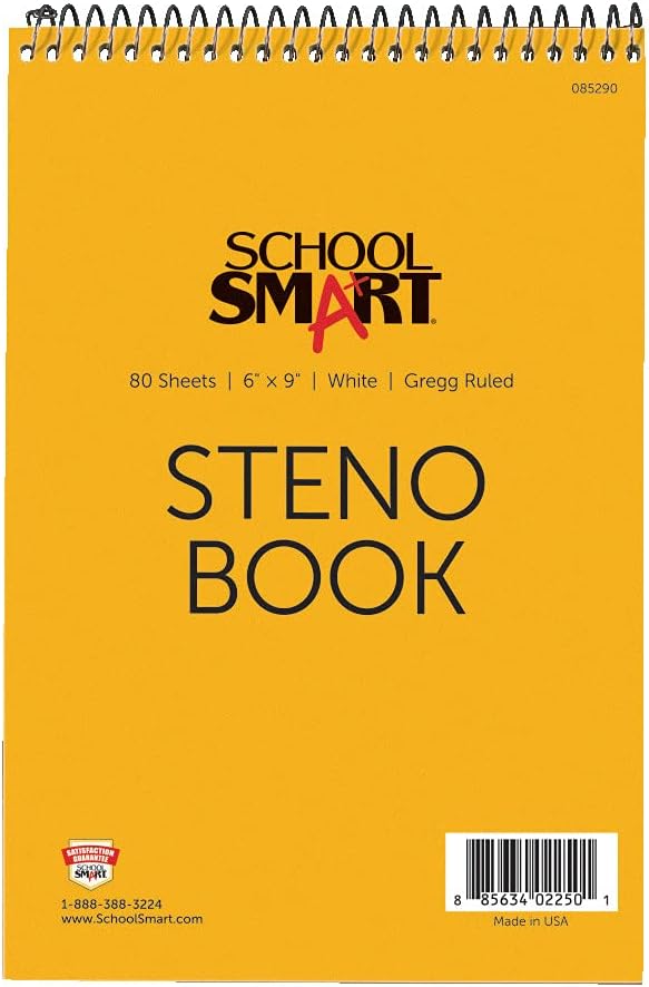 Amazon.com: School Smart Gregg Ruled Steno Notebook, 6 X 9 in, 80 ...