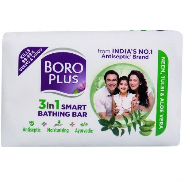 Buy Boro Plus 3in 1 Smart Bathing Bar Soap Neem Tulsi & Aloe Vera 40g ...