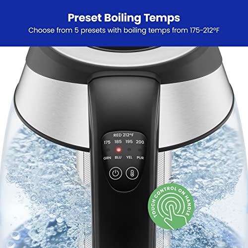 Chefman Electric Kettle with Temperature Control, 5 Presets LED ...