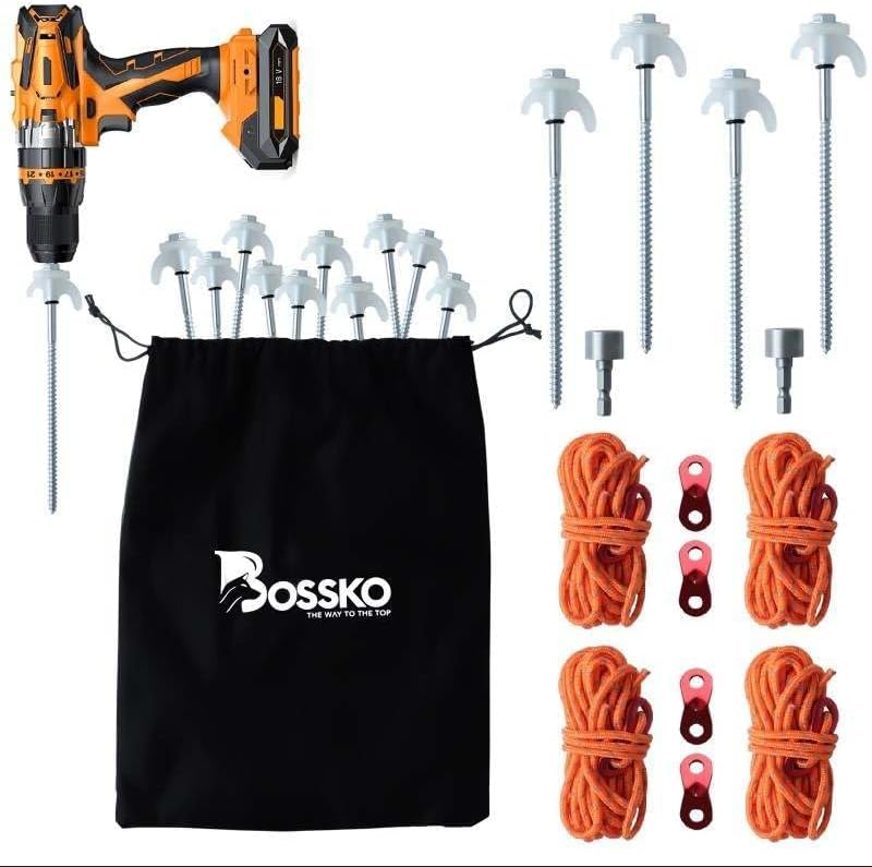 Amazon.com : 13 Pack Heavy Duty Threaded Tent Stakes 8.0 in -Screw in ...