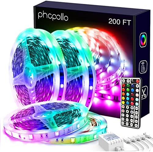 Amazon.com: phopollo Led Lights 200ft(4 Rolls of 50 ft) for Bedroom ...