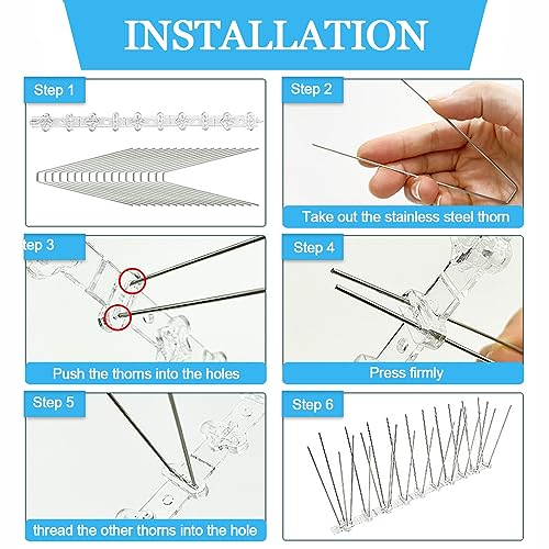 LSRVNM Bird Spikes 3M Pigeon Deterrent with Double-Sided Tape, 12 PCS ...