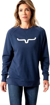 Kimes Ranch Women's Vintage Crew Casual Longhorn Chest Logo Long Sleeve ...