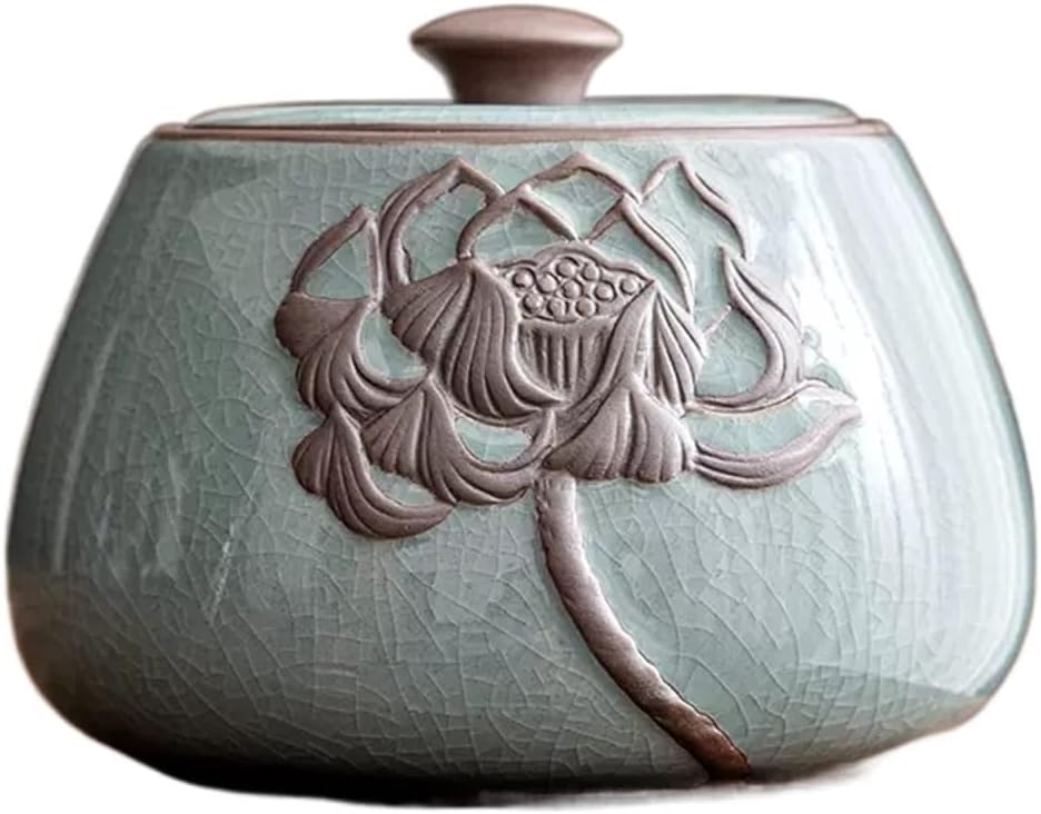 Amazon.com: Tea Caddy Ceramic Tea Storage Containers with Golden Lotus ...