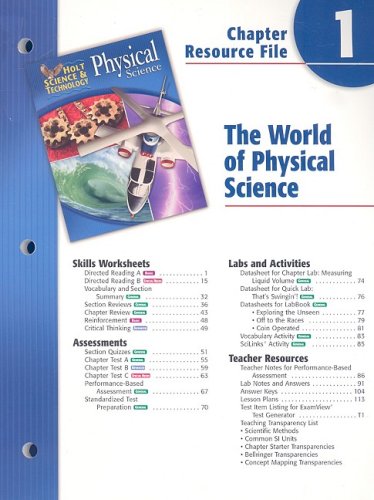 Holt Science & Technology Physical Science Chapter 1 Resource File: The ...